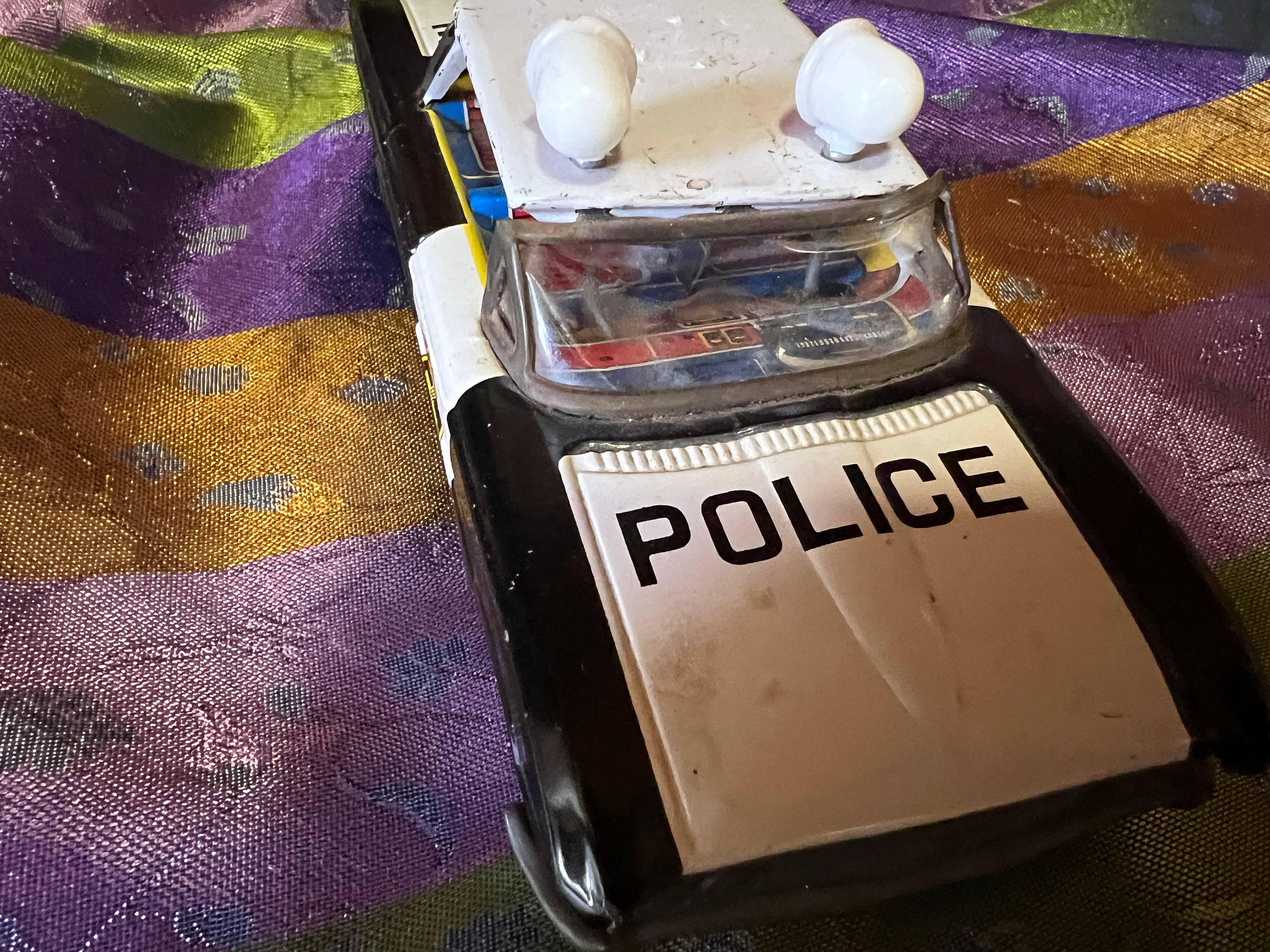 Vintage Tin Toy Police Car Tin Car Police Department P D Police Car ...