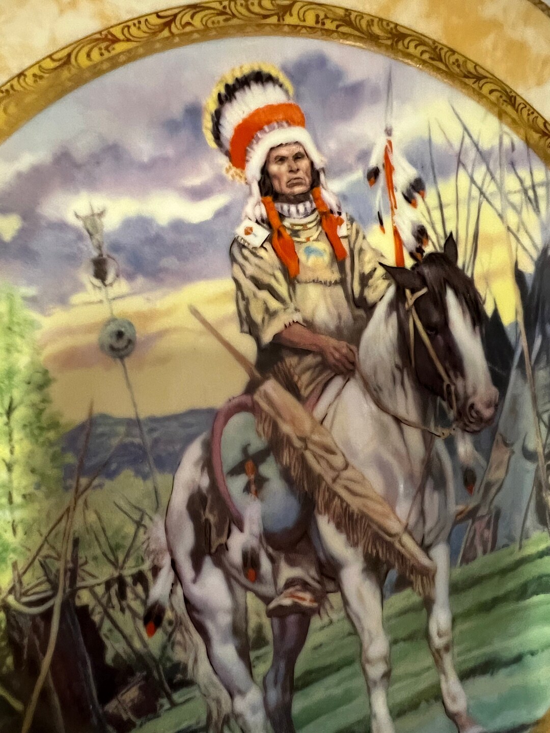 Indian Chief on Horse Back American Indian Collectible Plate - Etsy