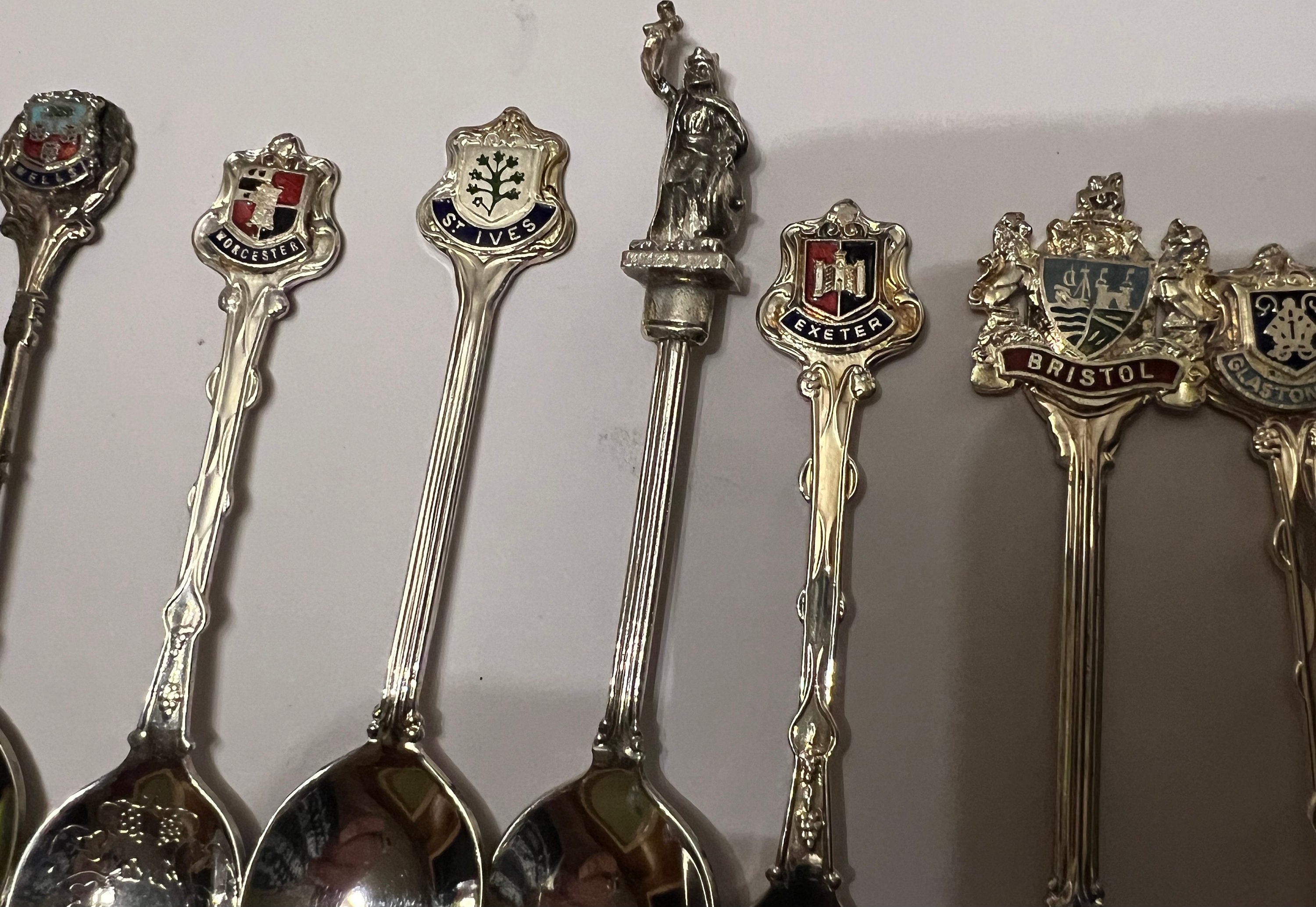 Collection of Silver-plate Souvenir Spoons GT Britain British Spoons ...