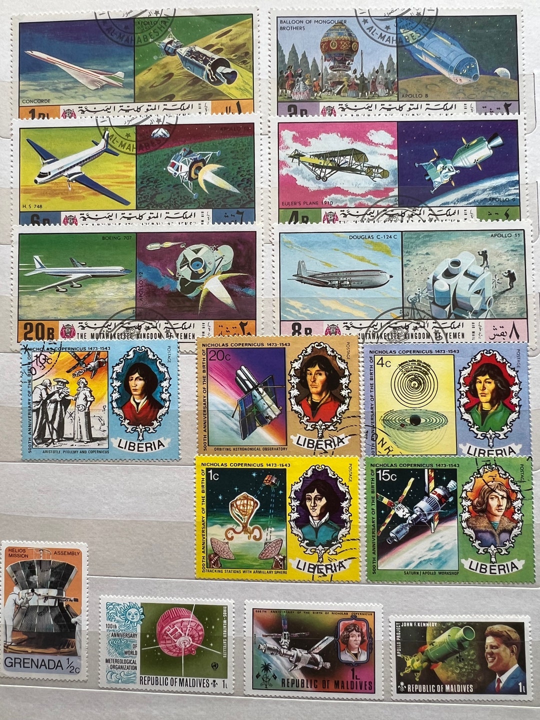 Stamp Collection X 15 Postage Stamps Space Astronauts Aviation Hot Air ...