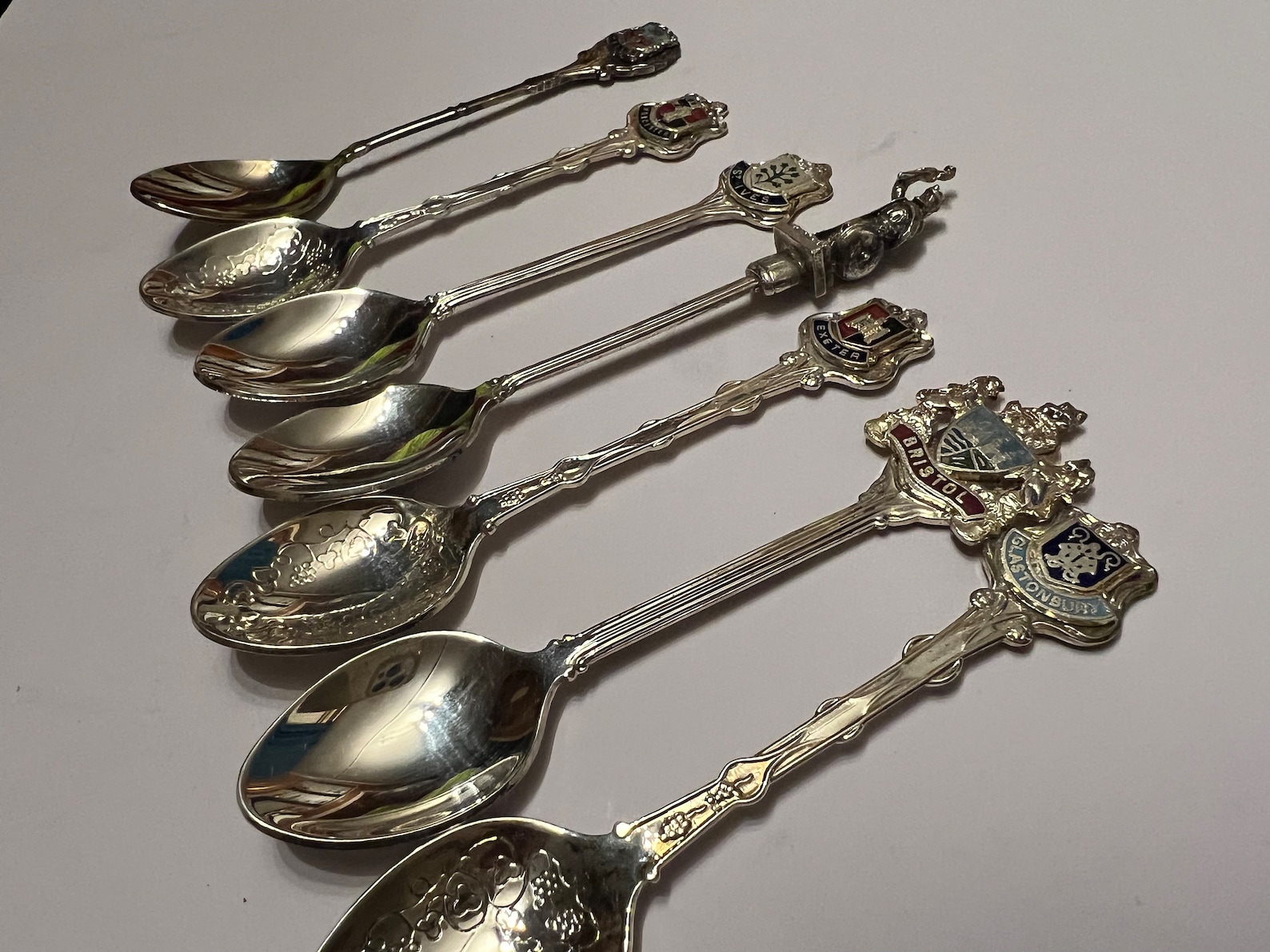 Collection of Silver-plate Souvenir Spoons GT Britain British Spoons ...