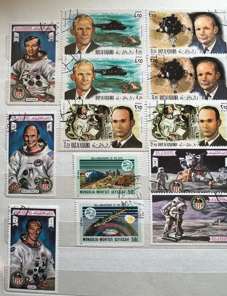 Stamp Collection 13 Postage Stamps Space Astronauts Apollo Moon Landing ...