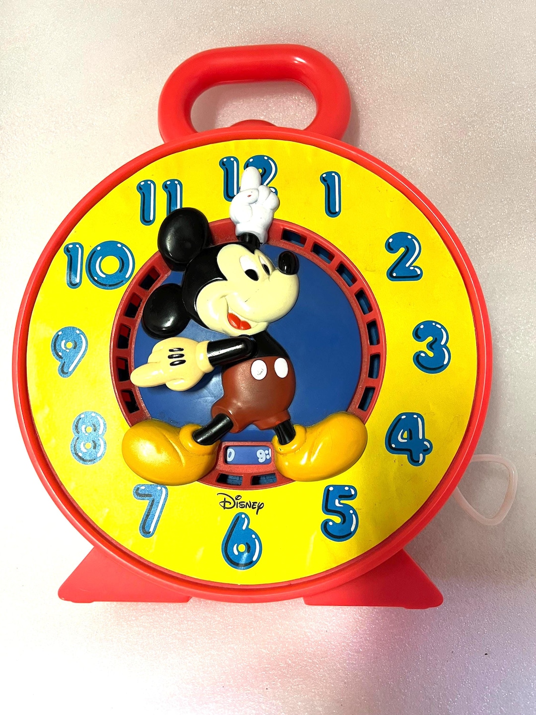 Vintage Disney Mattel Mickey Mouse Talking Clock Pull Cord Action No ...