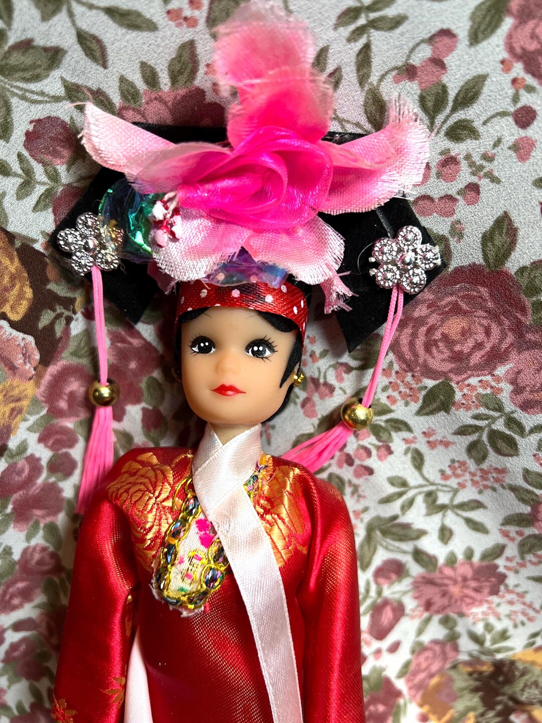 Hand-painted Face Chinese Costume Doll: 28 Cm Vintage Souvenir - Etsy