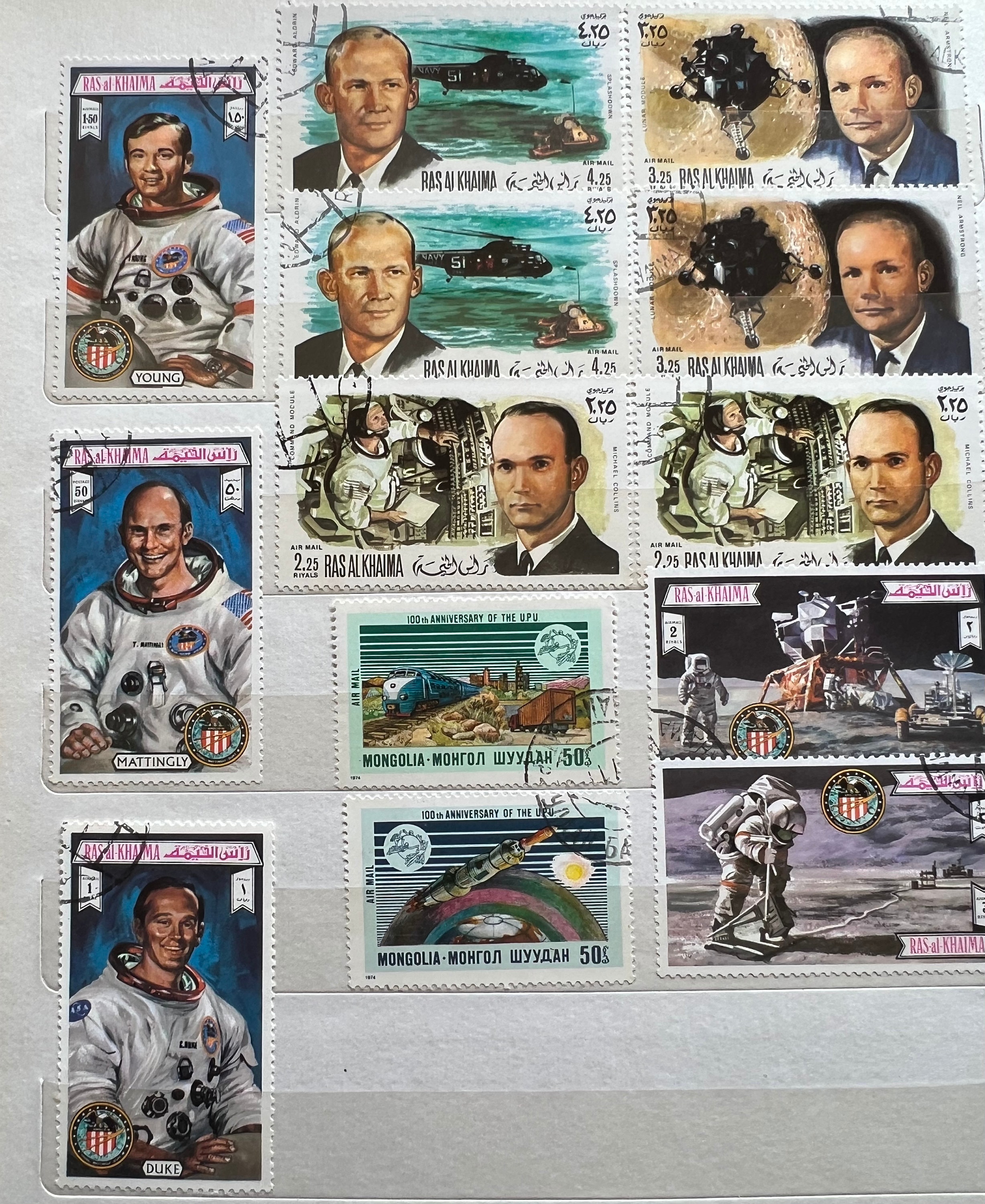 Stamp Collection 13 Postage Stamps Space Astronauts Apollo Moon Landing ...