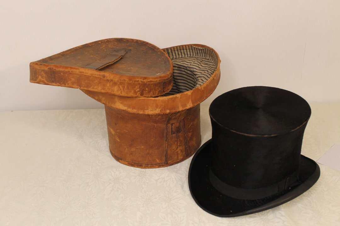 Antique Hat Box & Top Hat - Etsy