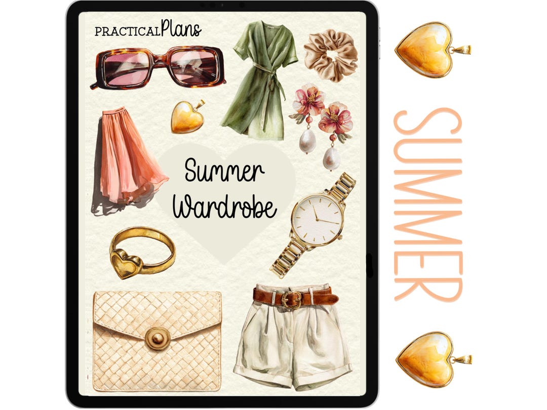 Summer Wardrobe Digital Stickers | Summer Stickers | Digital Sticker ...
