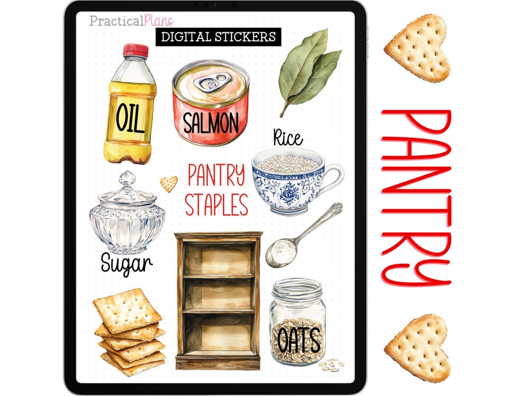 Pantry Staples Digital Stickers | Recipe Stickers | Digital Sticker ...