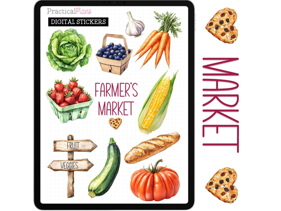 Farmer’s Market Digital Stickers | Summer Stickers | Digital Sticker ...