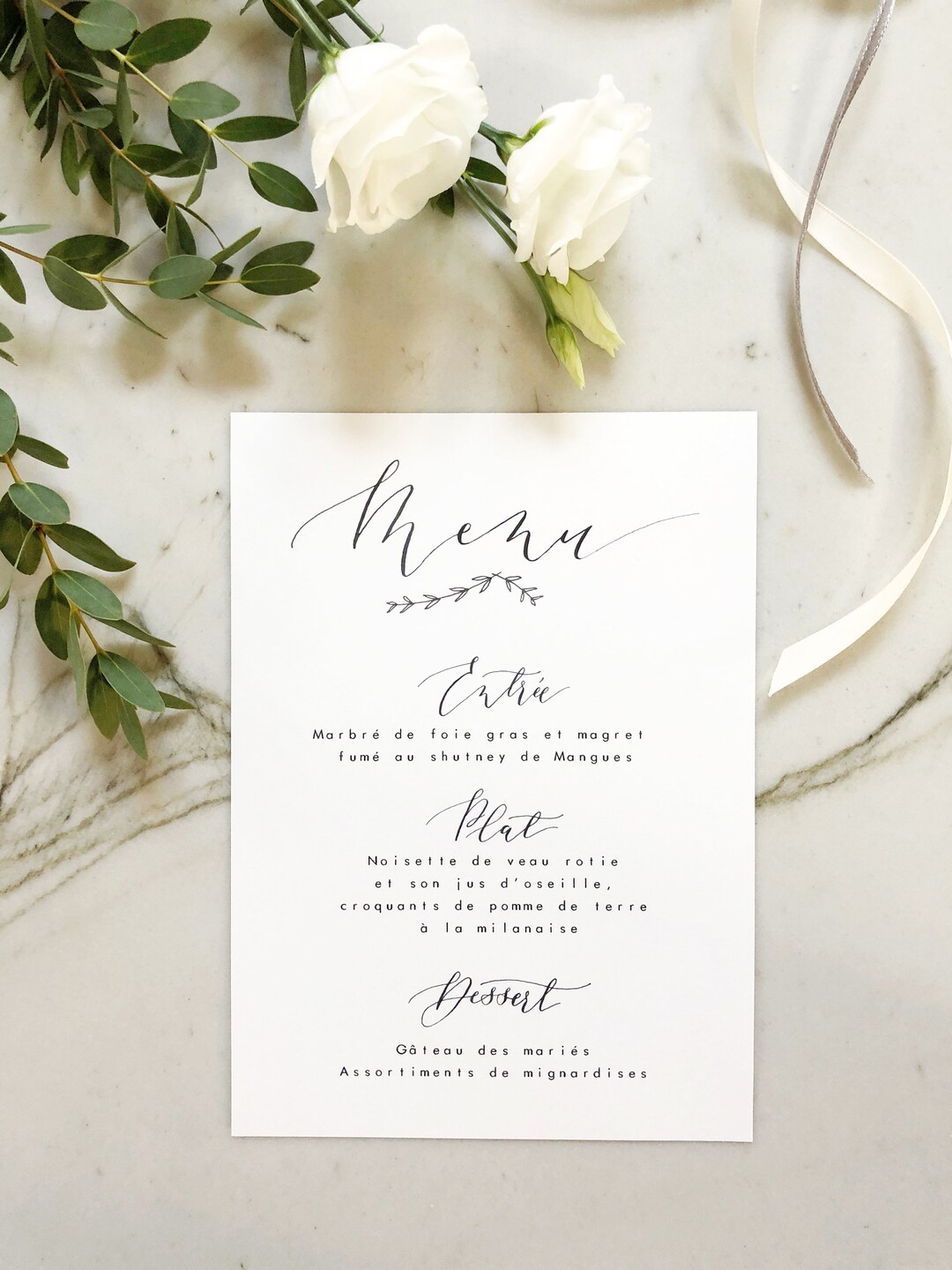 Menu de mariage, menu mariage, menu réception, menu restaurant, menu ...