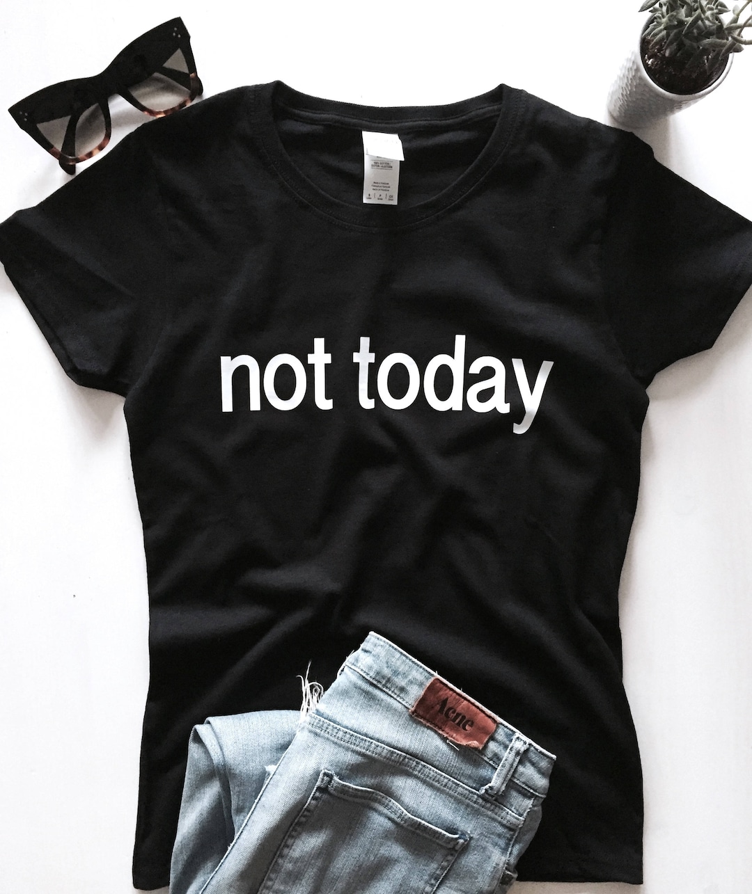 Not Today Tshirt Black Fashion Funny Slogan Womens Girls Sassy - Etsy ...