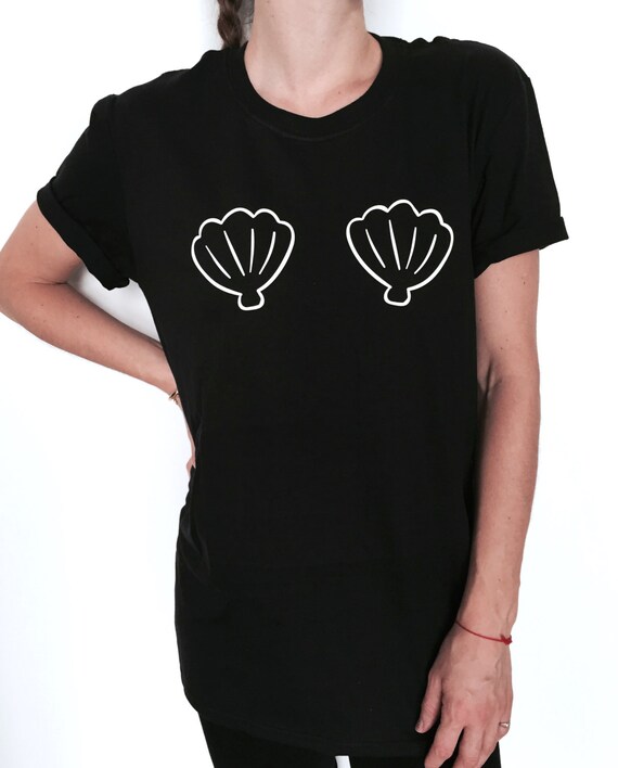 Mermaid Shell Tshirt Black Fashion Funny Slogan Womens Girls Etsy