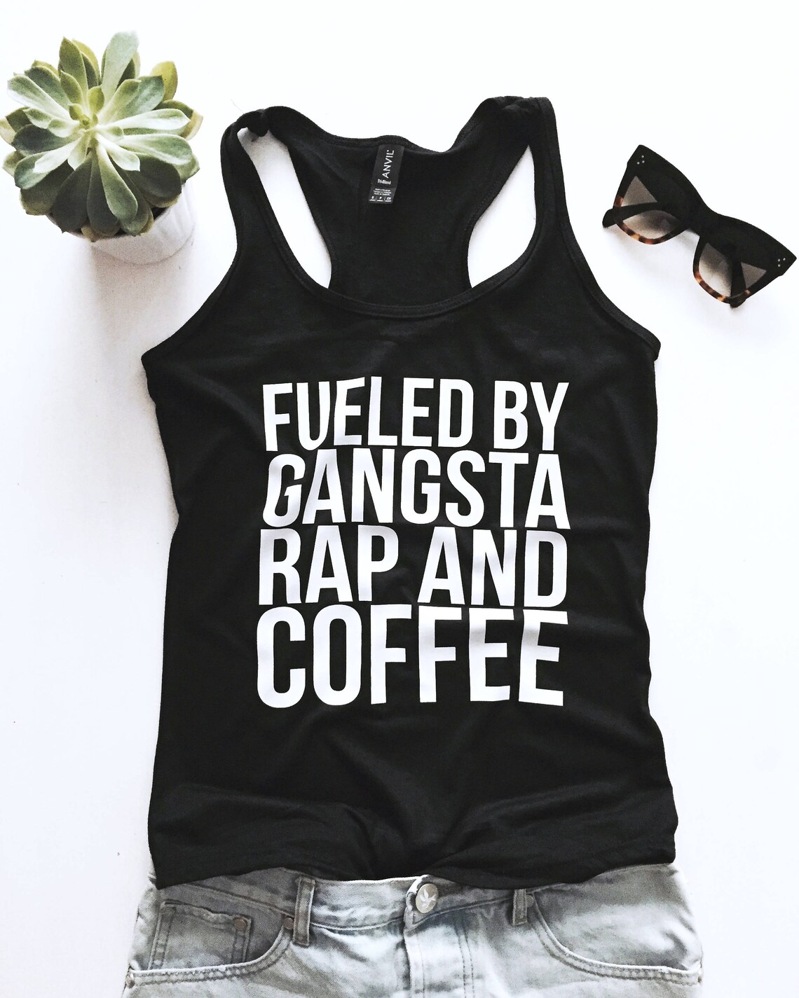 Fueled by Gangsta Rap and Coffee Racerback Tank Top Gym | Etsy