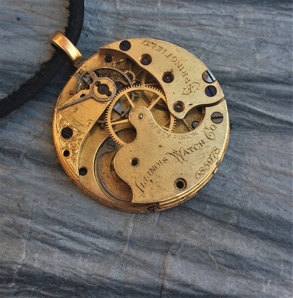 Men's Gold Steampunk Necklace, Steampunk Gold Watch N… - Gem