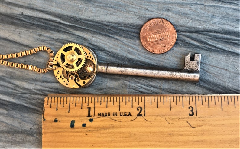 Men's Steampunk Skeleton Key Necklace, Key Watch Necklace, Men's ...