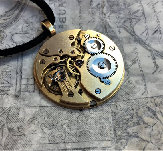 Men's Gold Steampunk Necklace, Steampunk Gold Watch N… - Gem