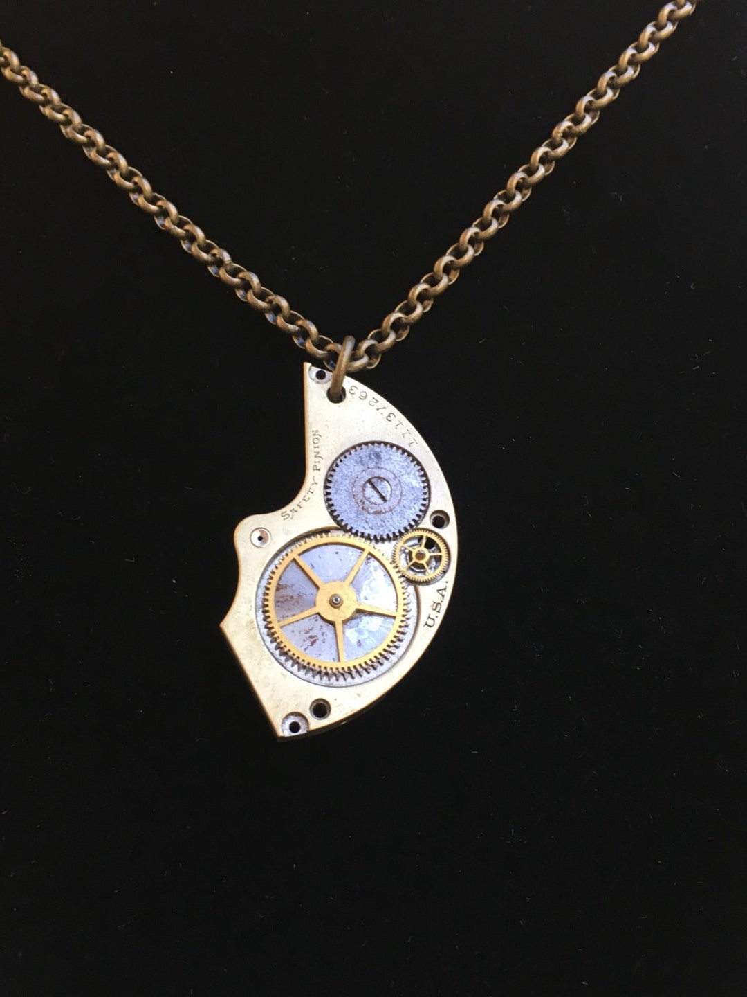 Steampunk Necklace, Antique Pocket Watch Plate Pendant, One of a Kind ...
