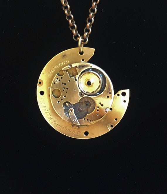Men's Gold Steampunk Necklace, Steampunk Gold Watch N… - Gem