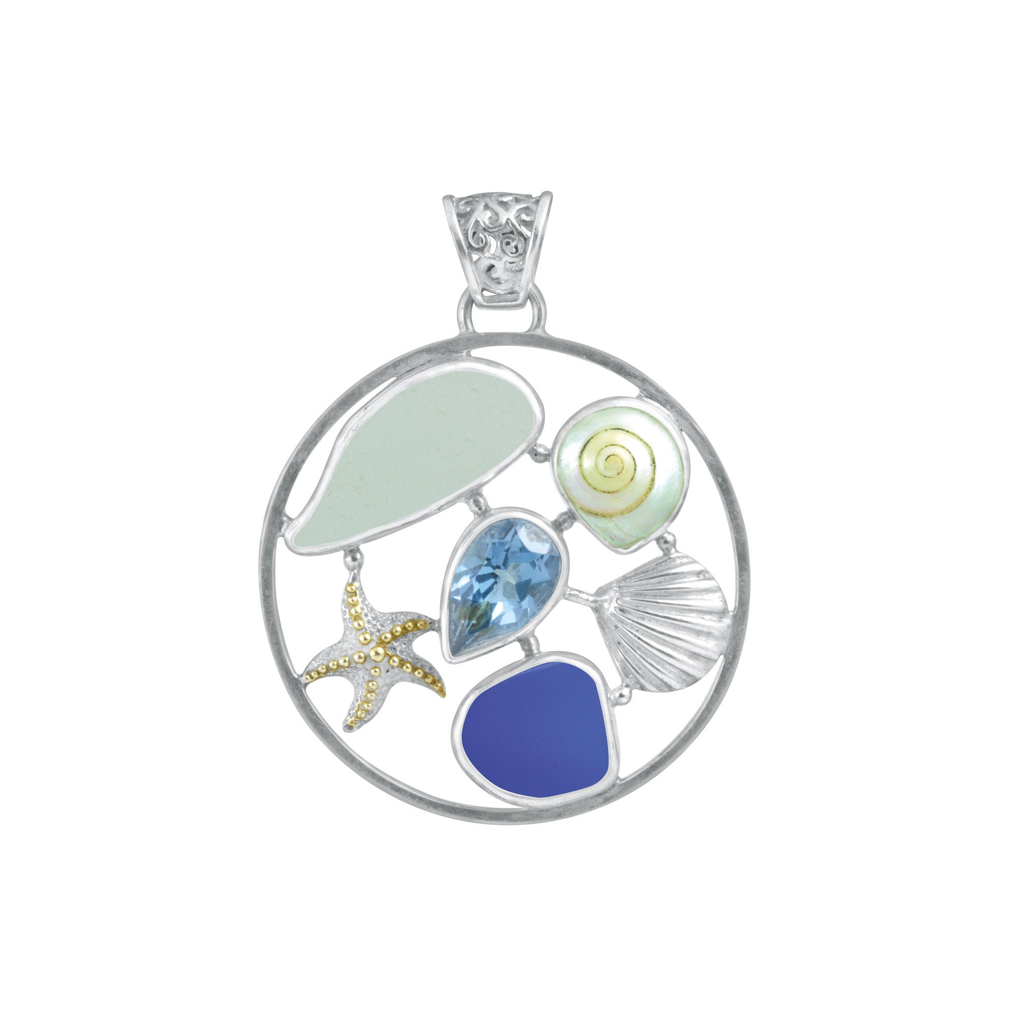 Spectacular Sea Life Circle Pendant- - Etsy