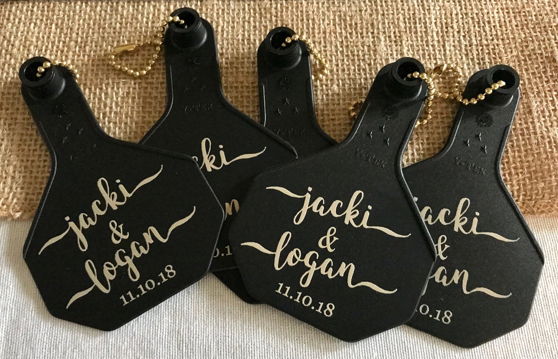 Custom Ear Tag Key Chain Perfect for Save the Dates | Etsy