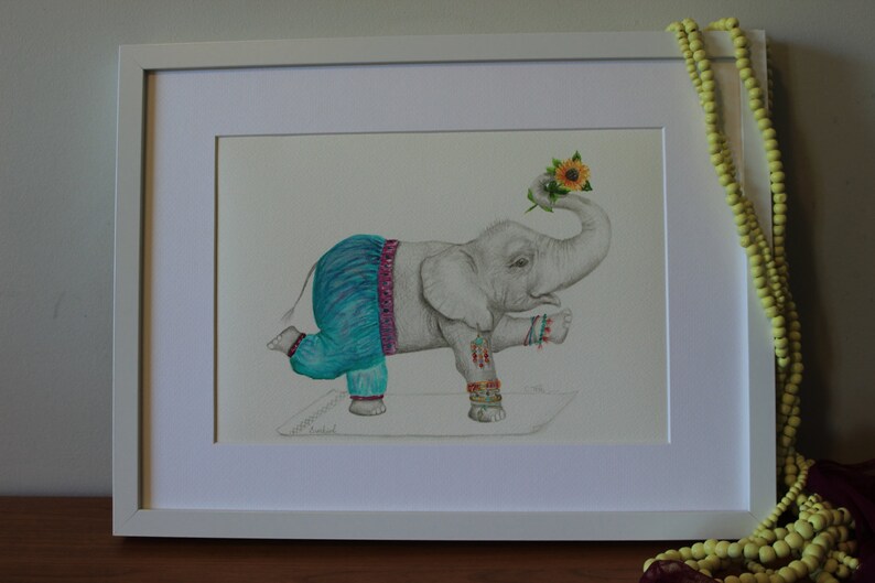 Ginger the Elephant, Yoga, Fine Art Print, Giclee, Bohemian, Hippy ...