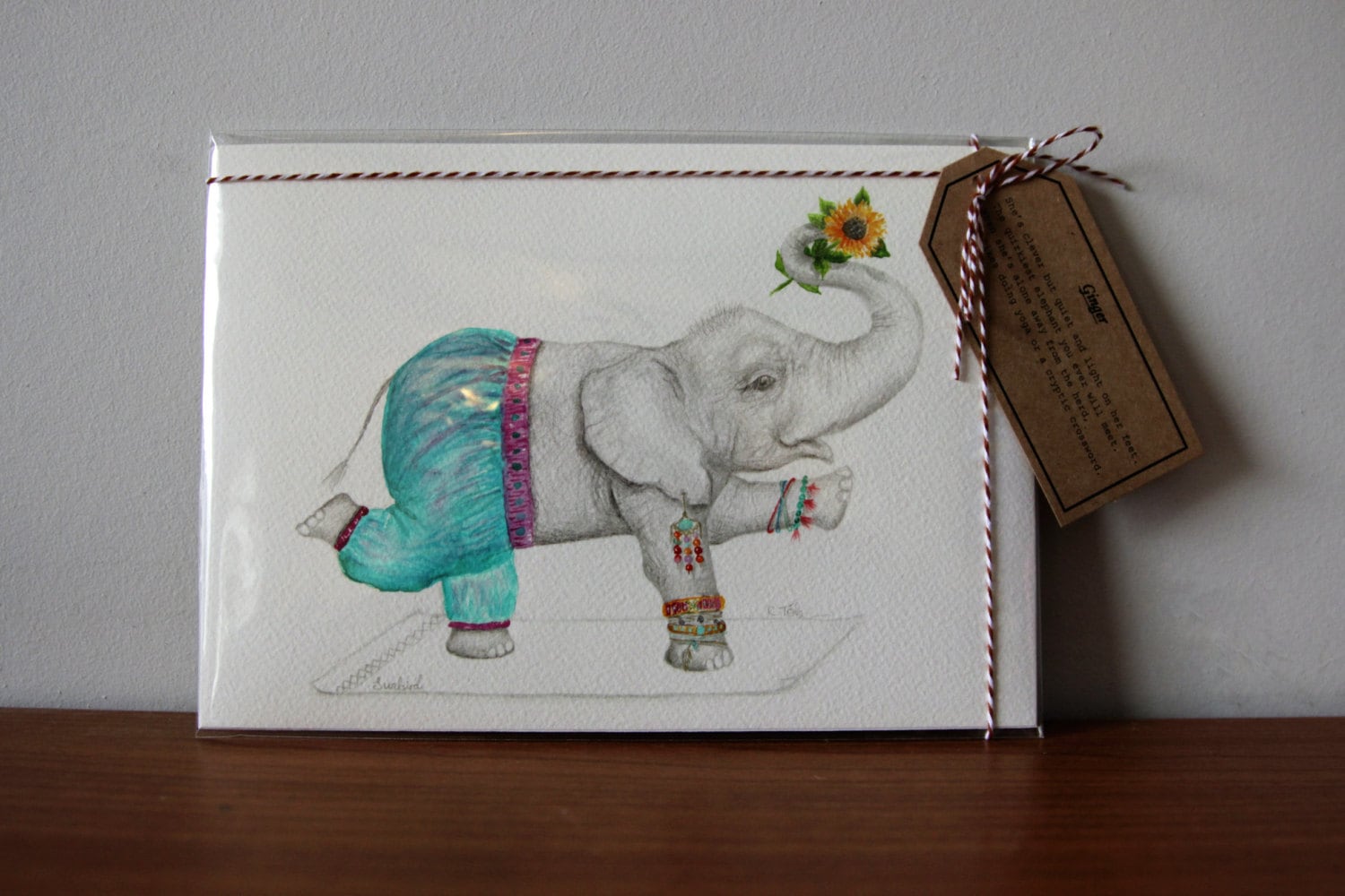 Ginger the Elephant, Yoga, Fine Art Print, Giclee, Bohemian, Hippy ...