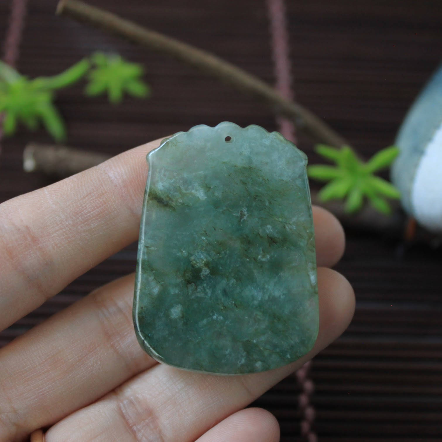 Semi-translucent Green Jadeite Jade grade A Gemstone Carved | Etsy