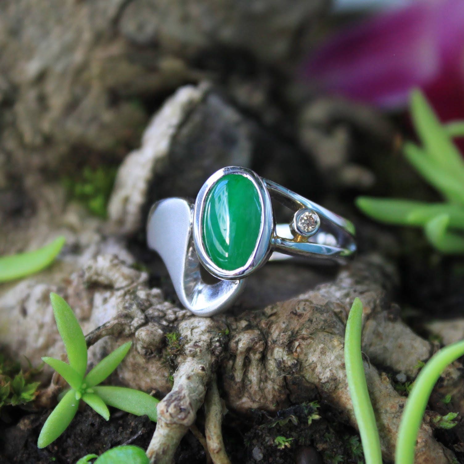 High Quality Perfect-Green Jadeite Jade Grade A and Diamond | Etsy