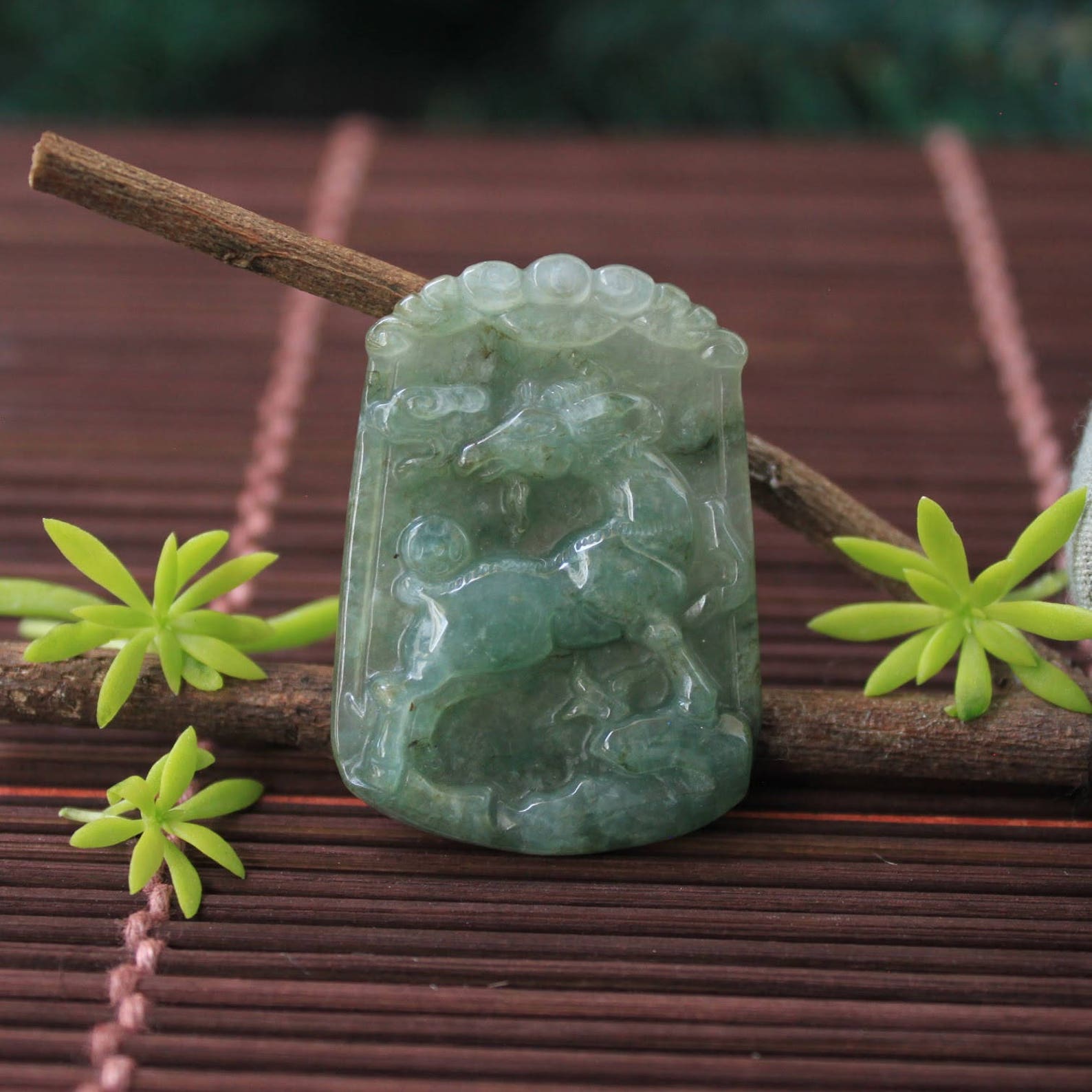 Semi-translucent Green Jadeite Jade grade A Gemstone Carved | Etsy
