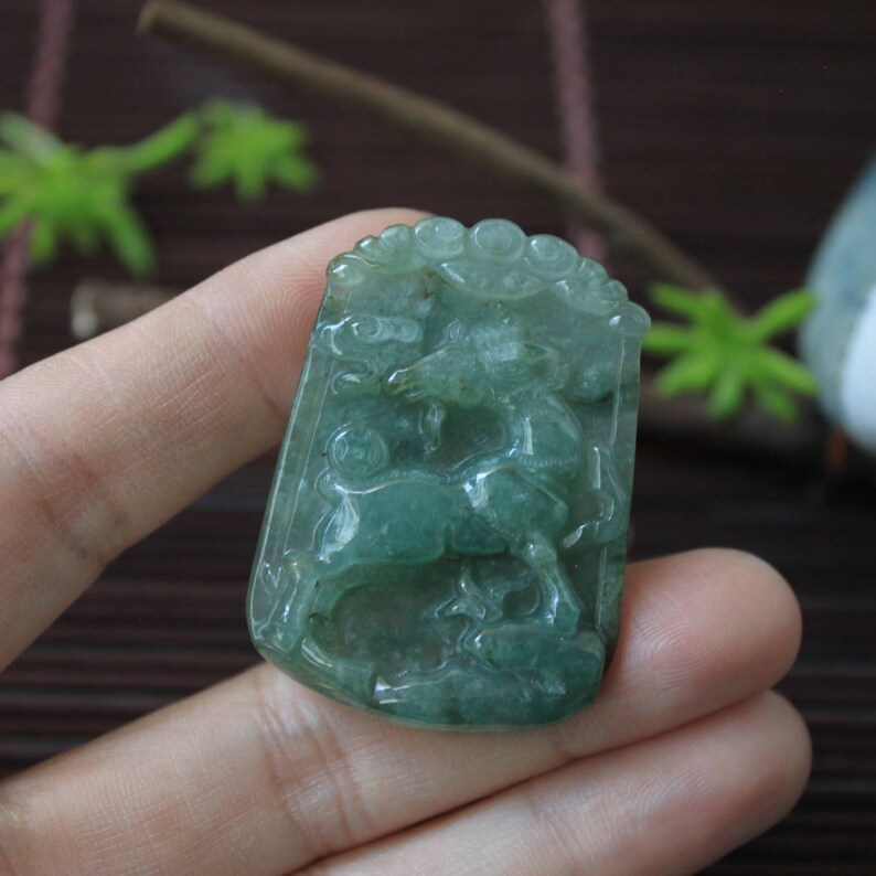 Semi-translucent Green Jadeite Jade grade A Gemstone Carved | Etsy