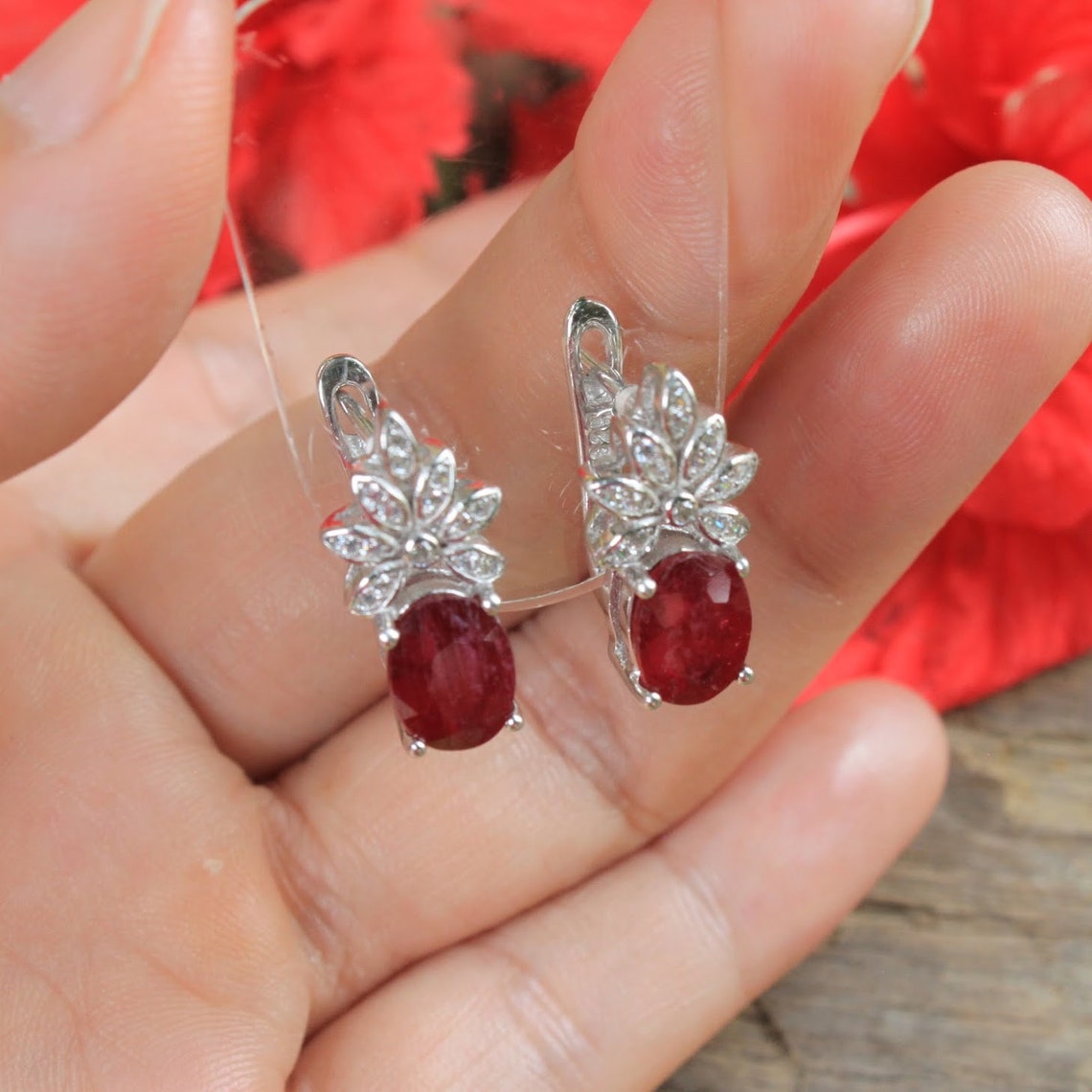 Stunning Pigeon Blood Red African Ruby heated Earrings With - Etsy