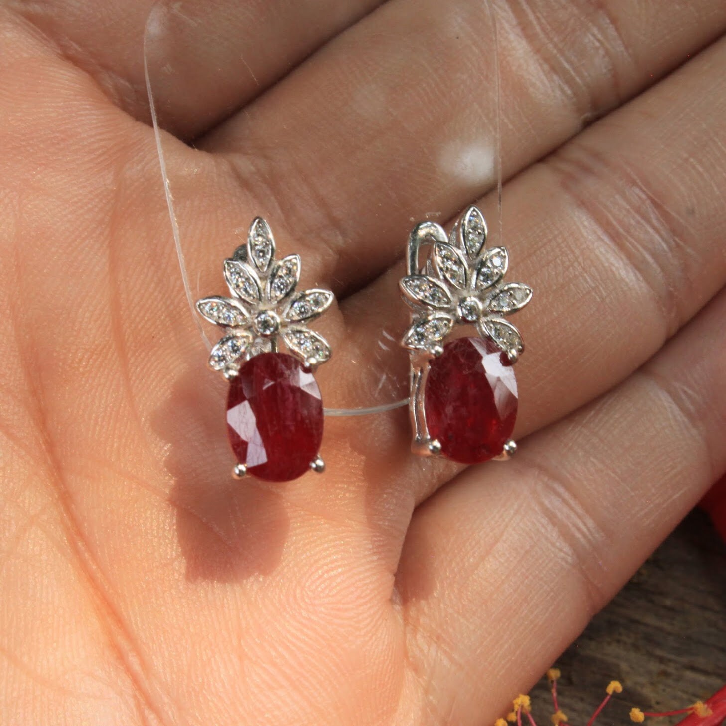 Stunning Pigeon Blood Red African Ruby heated Earrings With - Etsy