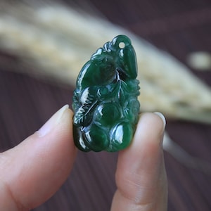 Semi-translucent Imperial Green Jadeite Jade (grade A) Gemstone Carved ...