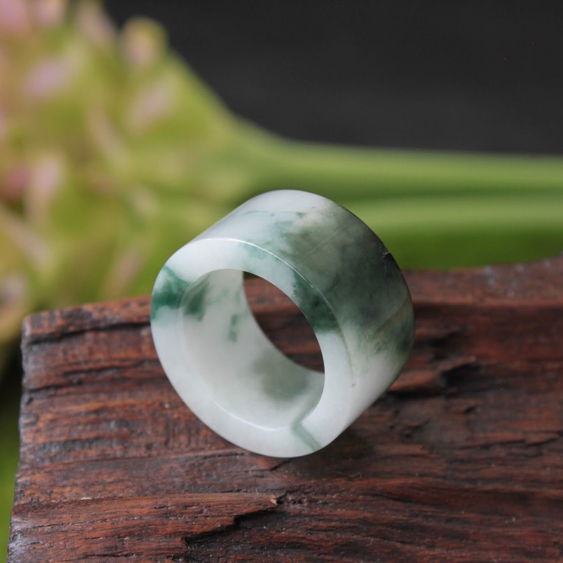 Icy Semi-translucent Jadeite Jade grade A Dark Green Vein | Etsy