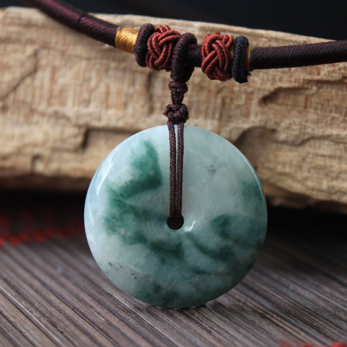 Green Forest-moss-in-snow, Jadeite Jade (grade A) "bi" Disk on a Fabric ...