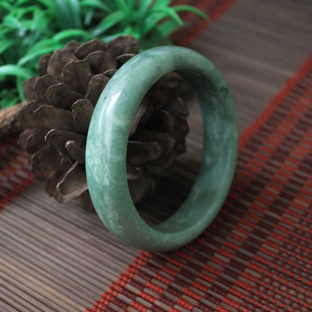 62 Mm. Light-apple Green Jadeite Jade grade A Bangle, Hand Carved - Etsy
