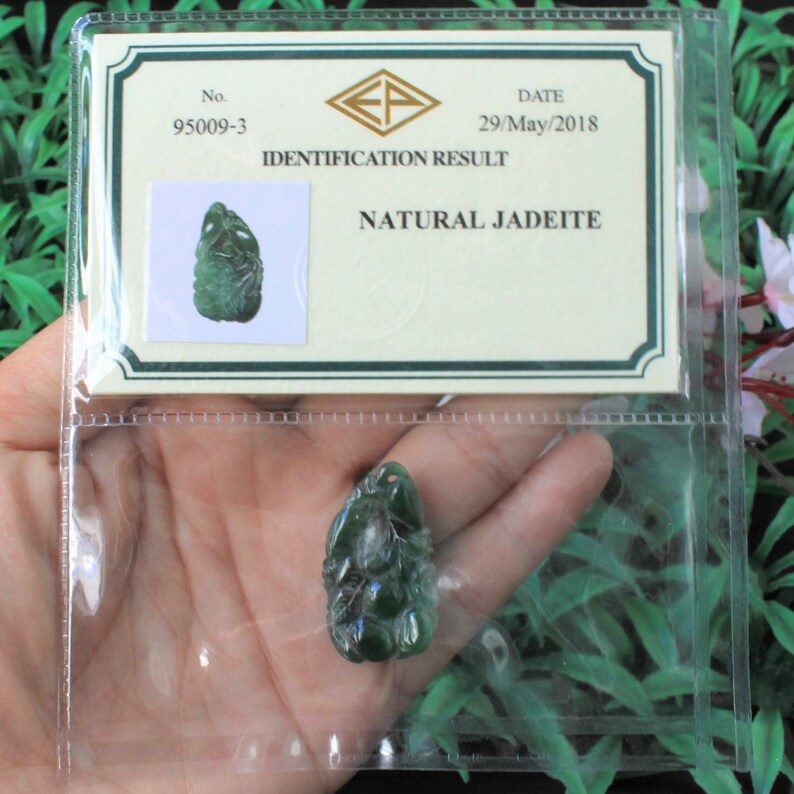 Semi-translucent Imperial Green Jadeite Jade (grade A) Gemstone Carved ...