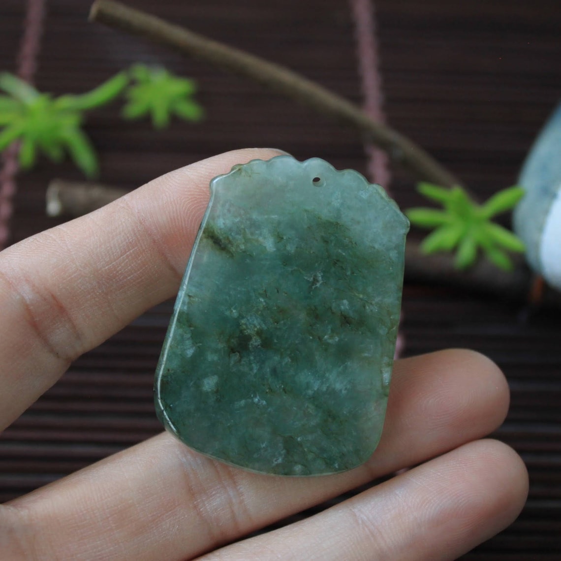Semi-translucent Green Jadeite Jade (grade A) Gemstone Carved Into a ...