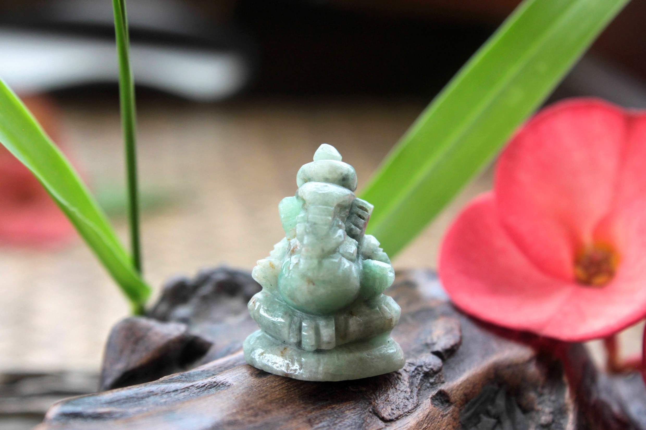 The Healing Elephant God, Rare Lord Ganesha Carving, Apple Green ...