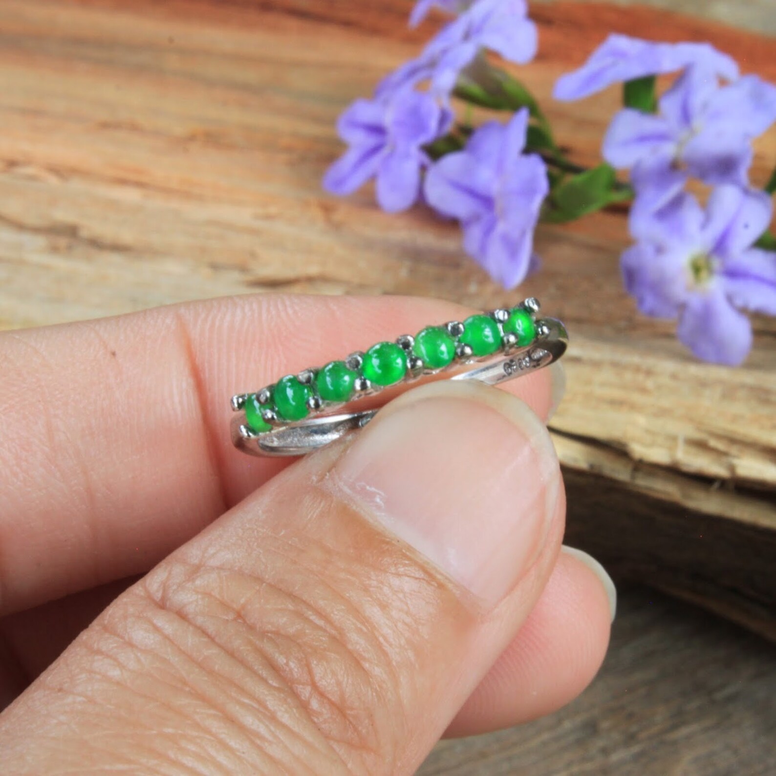 High Quality, Apple-green Jadeite Jade (grade A) Adjustable Ring Set 92 ...