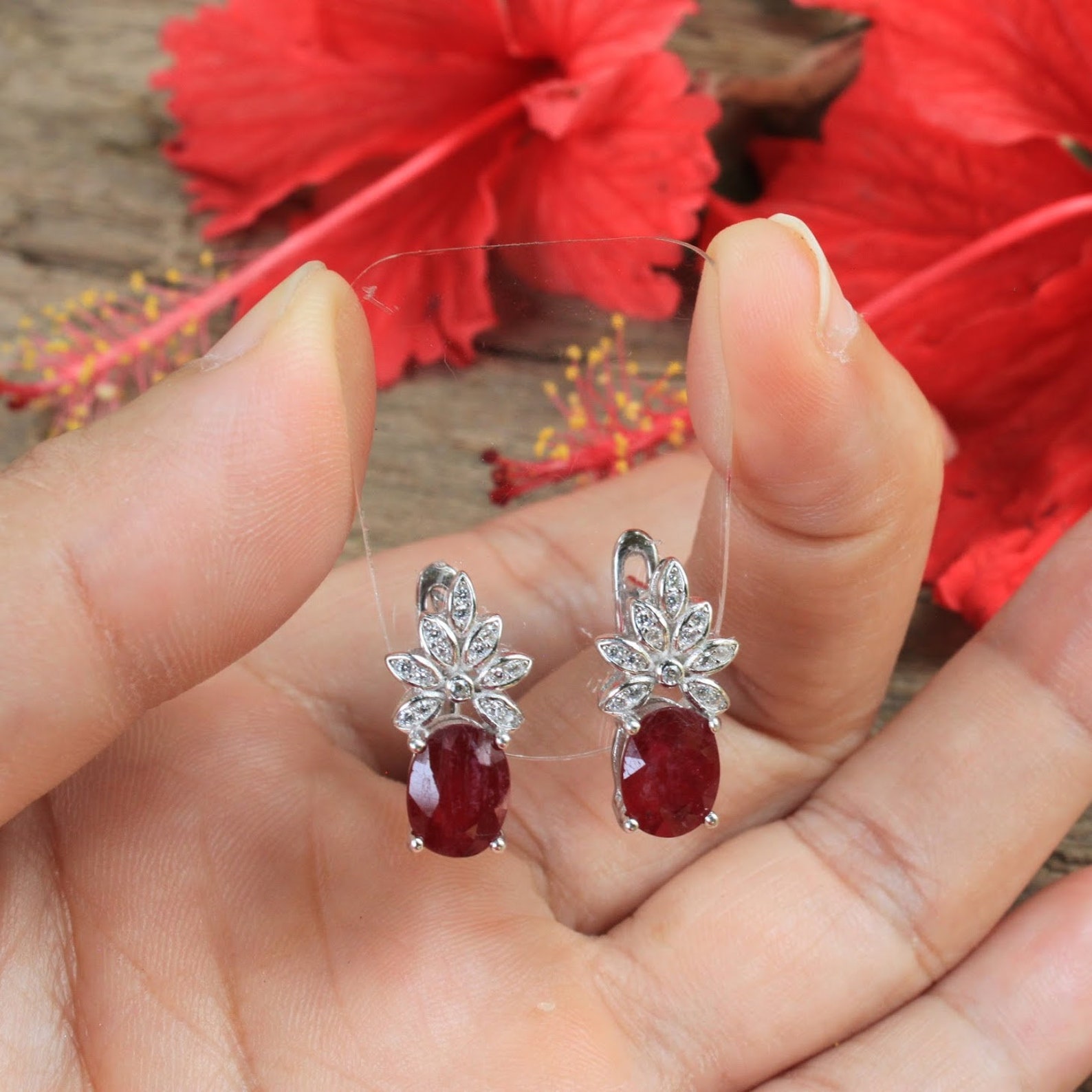 Stunning Pigeon Blood Red African Ruby heated Earrings With - Etsy