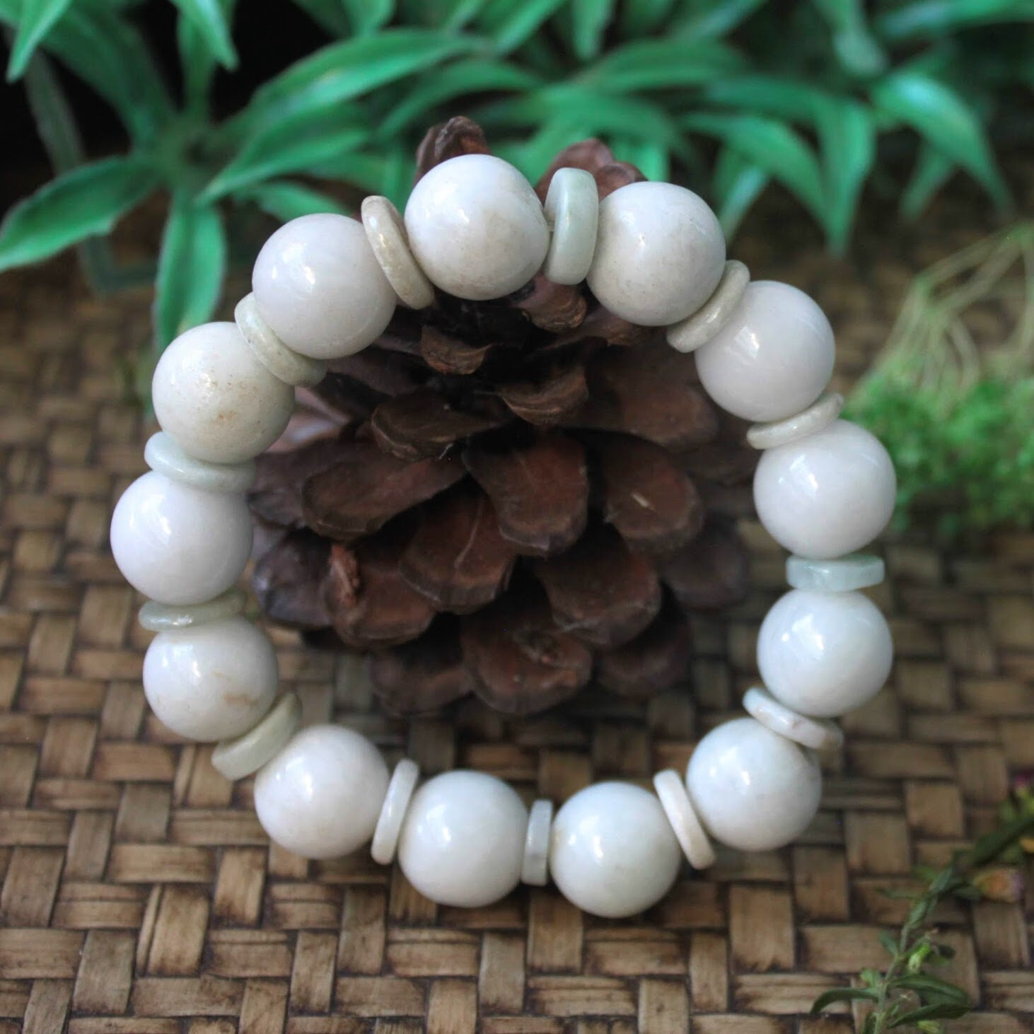 Asian Styled White Jadeite Jade grade A Medium Round Beaded | Etsy