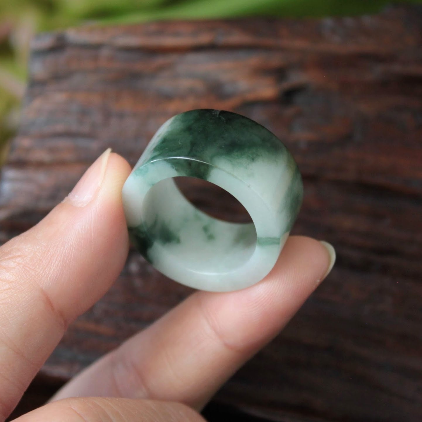 Icy Semi-translucent Jadeite Jade grade A Dark Green Vein | Etsy