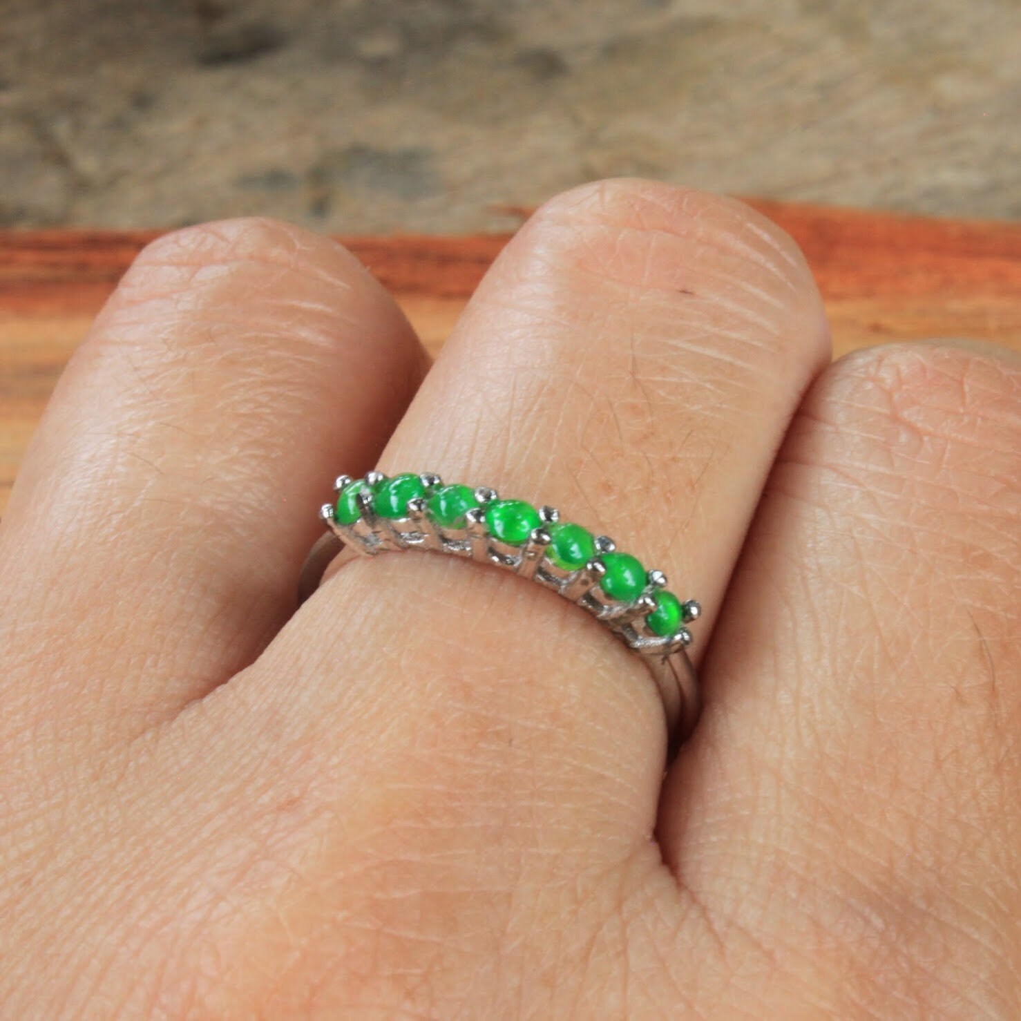 High Quality, Apple-green Jadeite Jade (grade A) Adjustable Ring Set 92 ...