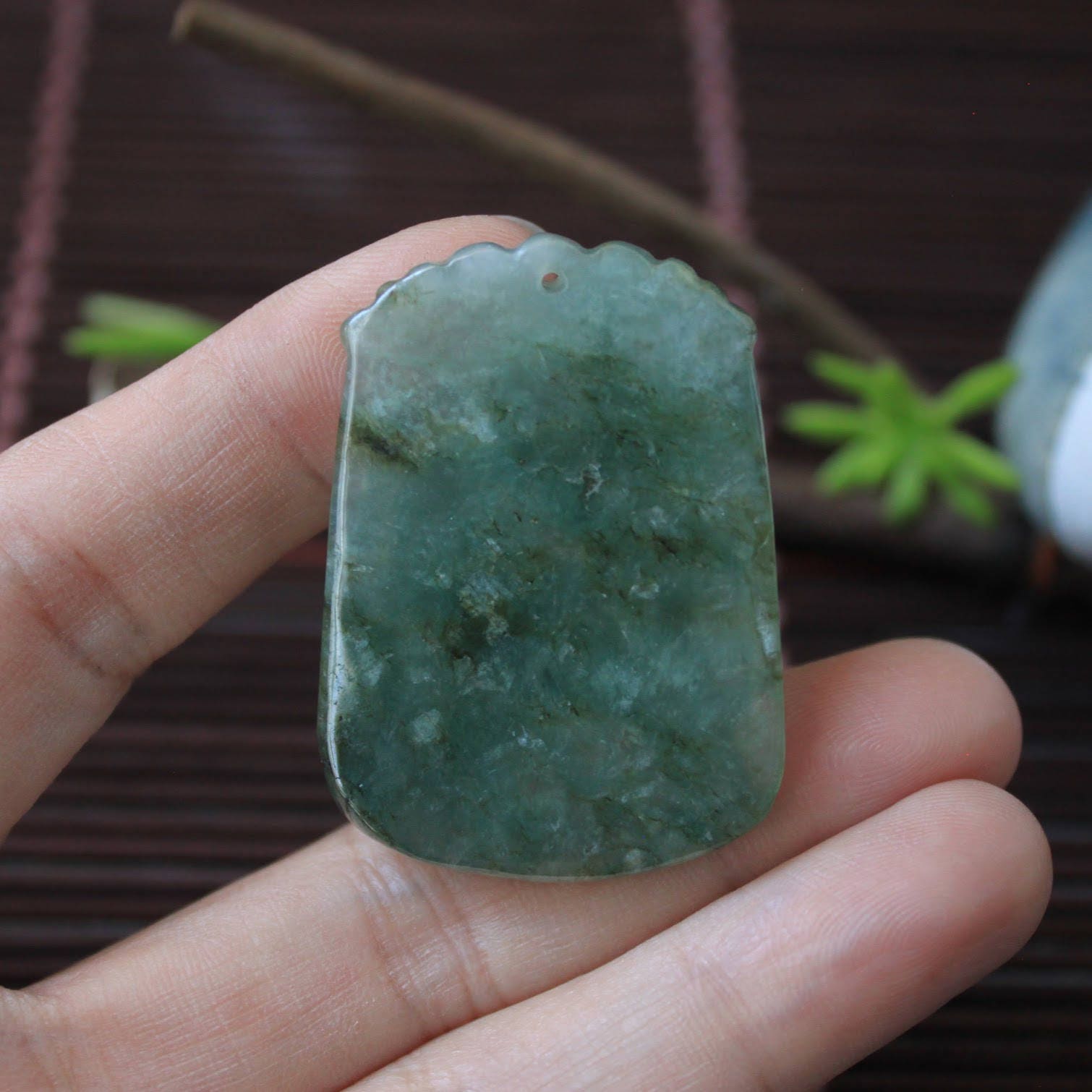 Semi-translucent Green Jadeite Jade grade A Gemstone Carved | Etsy