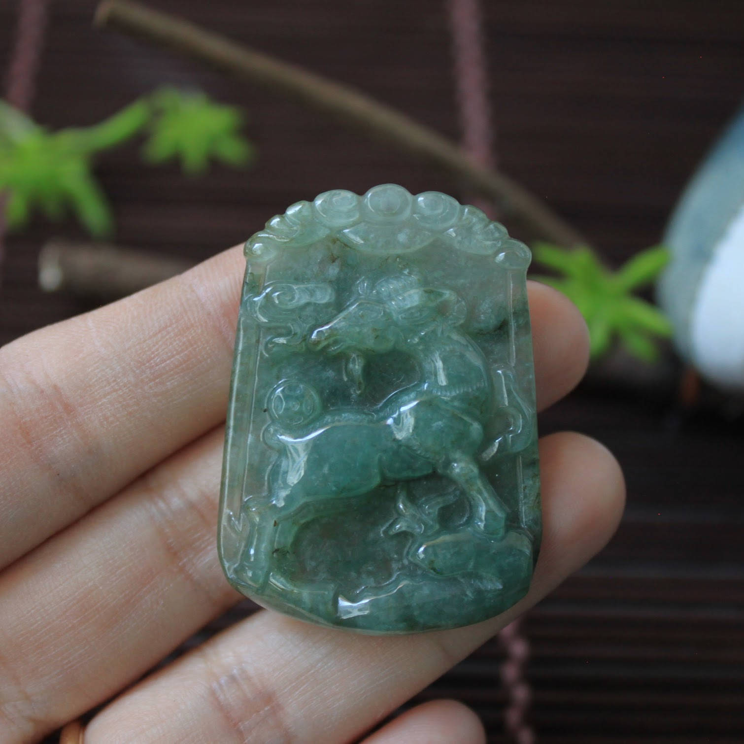 Semi-translucent Green Jadeite Jade grade A Gemstone Carved | Etsy