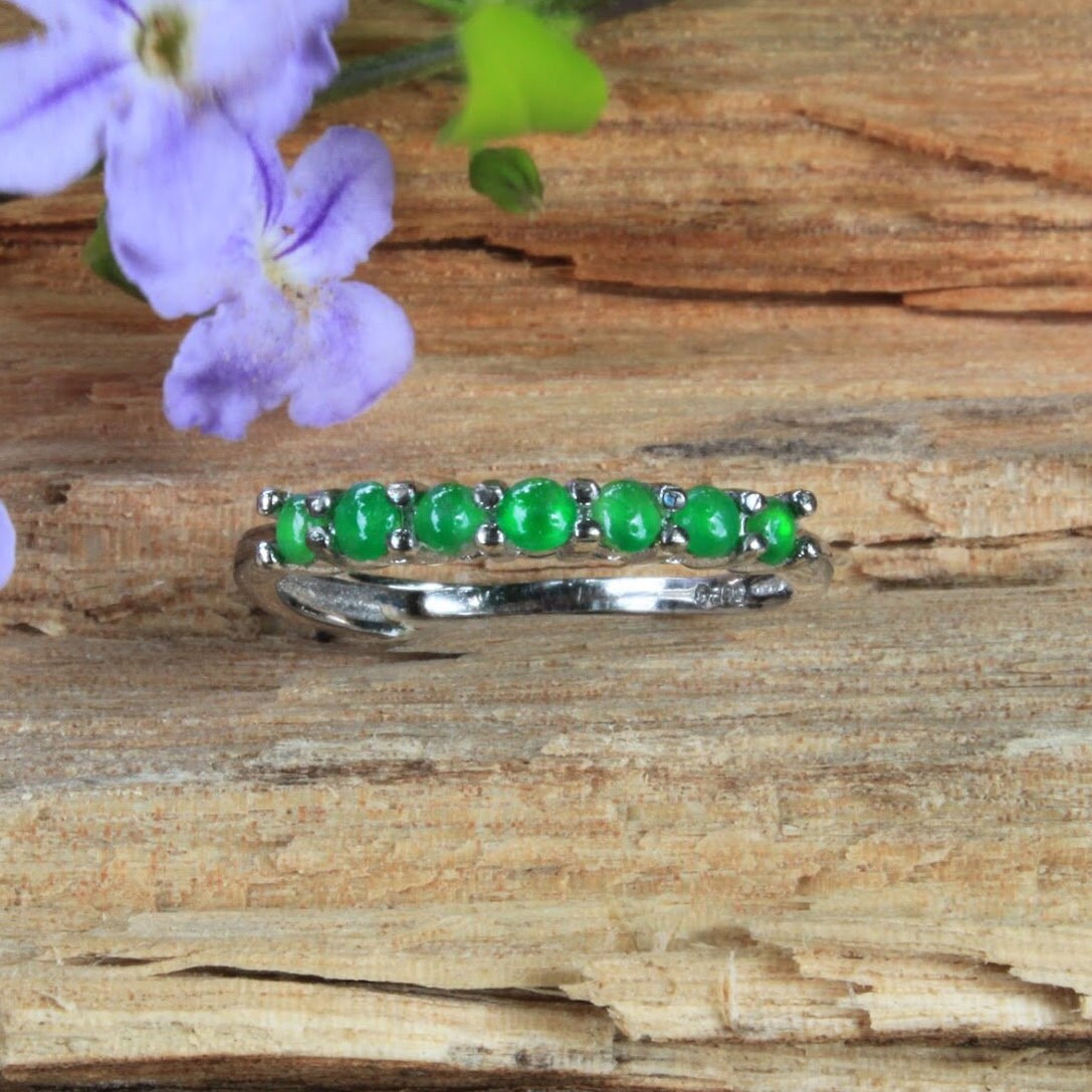 High Quality, Apple-green Jadeite Jade (grade A) Adjustable Ring Set 92 ...