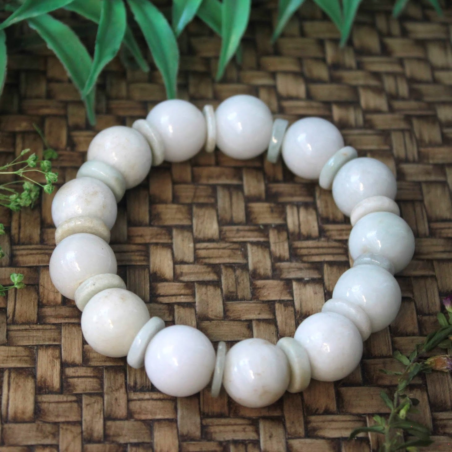 Asian Styled White Jadeite Jade grade A Medium Round Beaded | Etsy