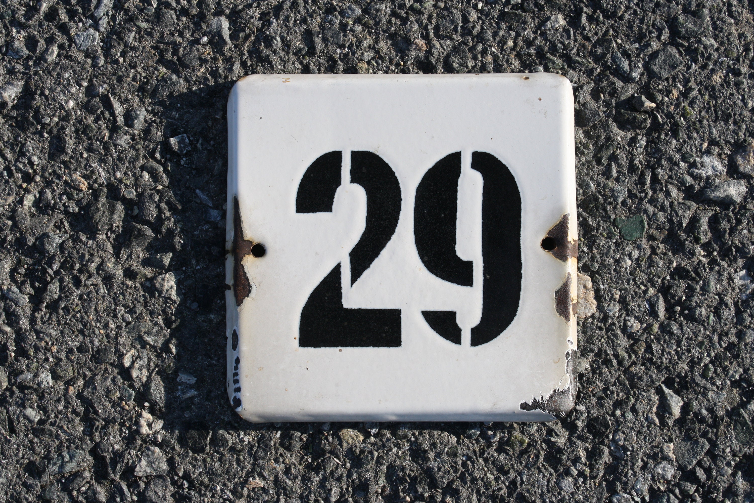 Vintage House Number Enameled Black-White sign 29 Rustic | Etsy