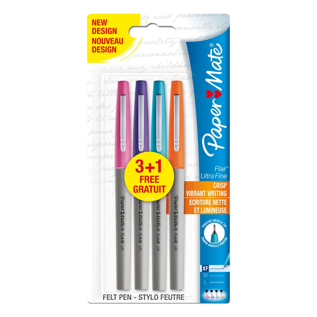Paper Mate Flair Ultra Fine Felt Tip Pens 4 Assorted Colors - Etsy
